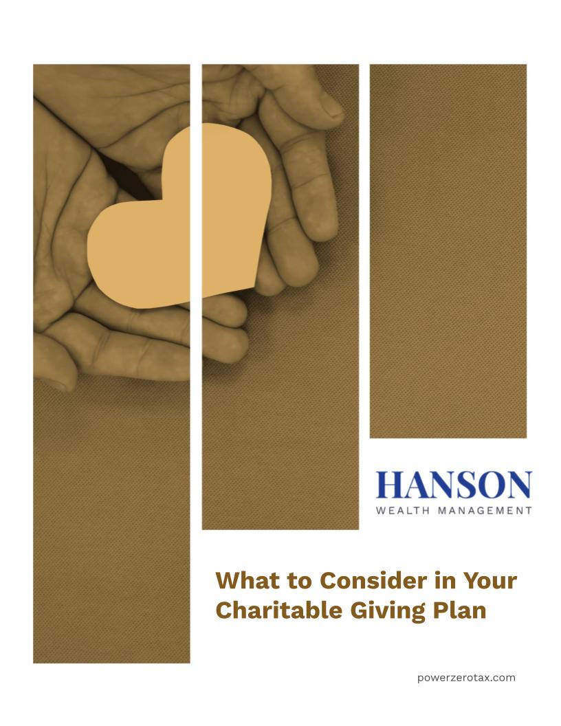 What to Consider in Your Charitable Giving Plan | Hanson Wealth ...